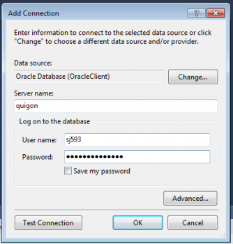 Connecting to an Oracle database in Visual Studio – CMS Support