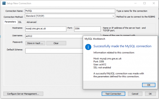 Connect to MySQL using MySQL Workbench – CMS Support